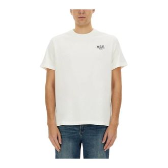 A.P.C. Cotton Logo T-Shirt - - Tops - Herren - Wei&szlig; - XL