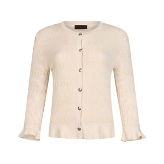 Liu Jo Femme, Pulls, Beige, Taille: 40 FR Cardigan &agrave; volants