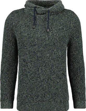 Ragman Herren Strick-Pullover mit Maseltov-Kragen Dunkelgrün-393, XL
