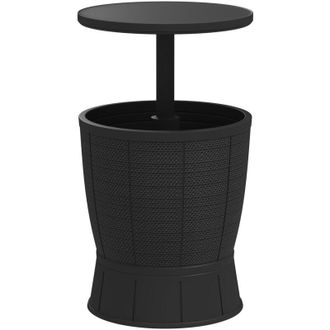 OUTSUNNY Table &agrave; glaci&egrave;re - Outsunny - 3 en 1 - avec seau &agrave; glace, plateau t&eacute;lescopique - pour bi&egrave;re, vin, jardin - &Oslash; 49 x 58-84 cm - noir