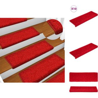 vidaXL Stufenmatten 10 Stk. 65x21x4 cm Rot - Stufenmatte - Treppenmatte - Treppenschutz - Rutschfeste Matte - Teppich F&uuml;r Treppen