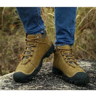 Generic YUJIEBB Chaussures dext&eacute;rieur pour homme - Chaussures de randonn&eacute;e imperm&eacute;ables - Chaussures dhiver - Chaussures descalade, Doublure polaire kaki, 39 