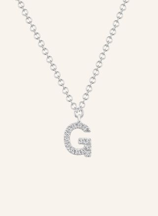 Leaf Initialien Halskette G Aus 14 Karat Wei&szlig;gold Mit Diamanten silber