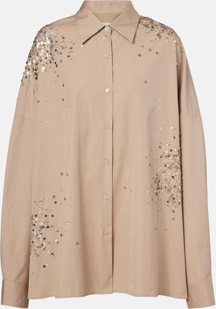 Dries Van Noten Oversize-Hemd aus Baumwolle mit Pailletten