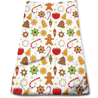 DJNGN Küchen-Geschirrtuch mit Lebkuchenmann-Motiv, Mikrofaser, weihnachtliches Grafikmuster, Badehandtücher, schnell trocknend, für Damen und Herren, rot, 3