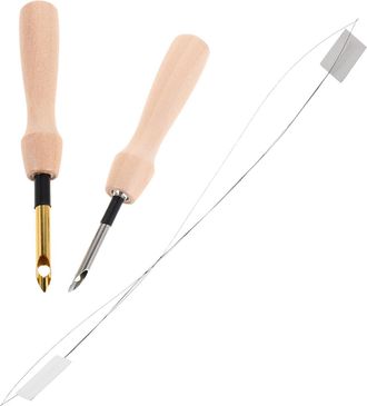 Artibetter Punch Needle Satz Sticknadel mit Holzgriff Scharfe Metallnadeln Nadeleinf&auml;dler Stickwerkzeug f&uuml;r Selbstgemacht Anf&auml;nger Fortgeschrittene Geeignet f&uuml;r 