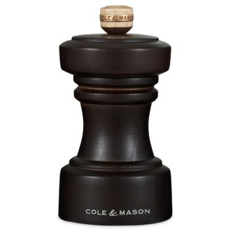 Cole & Mason Hoxton Salzm&uuml;hle aus Schokoladenholz, korrosionsfreier Keramikmechanismus, kompakte Salzm&uuml;hle mit verstellbarem Mahlwerk, Buchenholz, 104 mm, Gew&uuml;rzm&uuml;