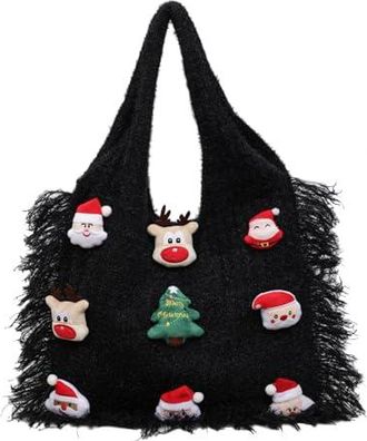 Generic Sac &agrave; bandouli&egrave;re en tissu pour femme et fille - Grande capacit&eacute; - Pour voyage, shopping, travail, usage quotidien, Noir, 14.57x11.81x2.76inch