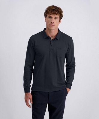 Pierre Cardin Langarm-Poloshirt Brusttasche mit Marken- Applikation