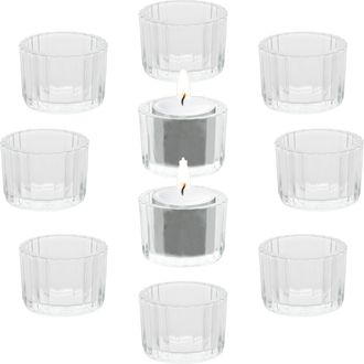 Wackadoo Teelichthalter Glas Set 10teilig Sommer Deko Garten Tischdekoration teelichtgläser klein (10 Stück)