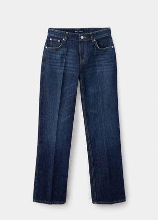 Mango Jeans droits en denim brut fonc&eacute; bleu fonc&eacute; - Femme - 32 - MANGO