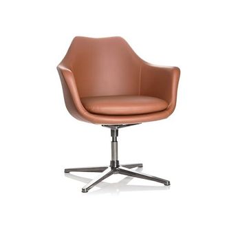 hjh OFFICE 600988 Lounge Sessel Artemia Kunstleder Braun Drehsessel im eleganten Design
