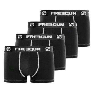 Freegun Unterhosen M&auml;nner Ohne Verformung, Boxershorts Herren, Bewegungsfreiheit (4er Pack), Schwarz, M