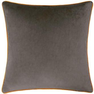 furn. Meridian Kissen mit Federf&uuml;llung - Luxuri&ouml;ses Dekokissen aus Samt mit Kontrastpaspelierung (Mokka/K&uuml;rbis - 45x45cm)