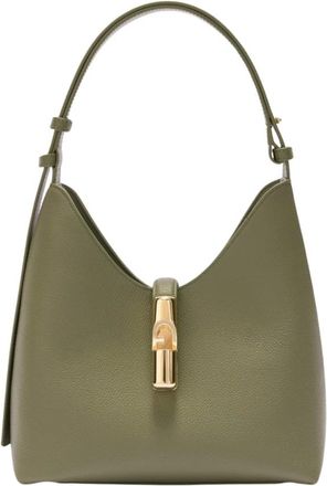 Furla Femme, Sacs, Vert, Taille: ONE Size Goccia S Leather Hobo Bag