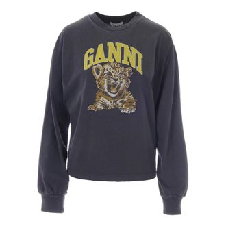 Ganni Femme, Sweatshirts et sweats &agrave; capuche, Gris, Taille: 36 FR SweaT-shirt imprim&eacute; tigre