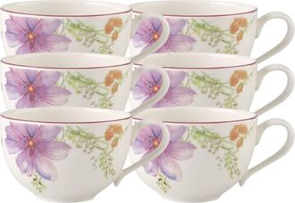 Villeroy & Boch Mariefleur Basic Kaffeetasse, 6 Stück, 250 ml, Höhe: 6 cm, Premium Porzellan, 10-4100-1300-6