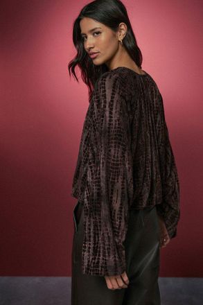 Next Langarmbluse Devore-Bluse mit langen Fledermaus&auml;rmeln (1-tlg)