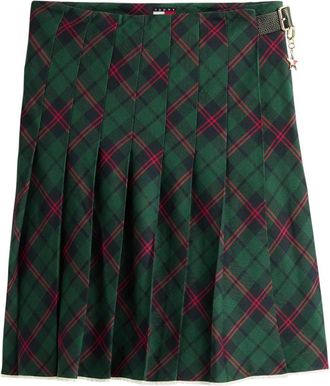 Tommy Jeans Femme, Jupes, Vert, Taille: 36 FR Tartan Check Pleated Midi Skirt