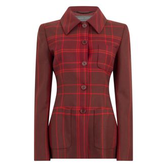 Alberta Ferretti Femme, Vestes, Rouge, Taille: 38 FR Veste &agrave; carreaux