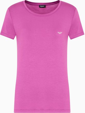 Emporio Armani Woman Essential Studs S/Sleeve Crew Neck T-Shirt Violet S, Bouganville, Small