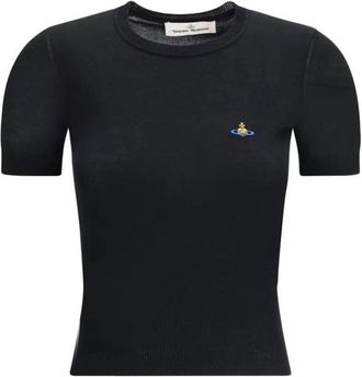 Vivienne Westwood Femme, Tops, Noir, Taille: 40 FR T-Shirt Tricot Logo Iconique