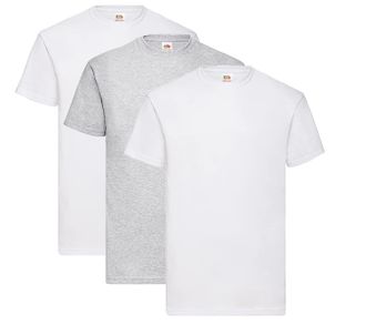 Fruit Of The Loom Valueweight T-Shirt Diverse Farbsets S M L XL XXL 3XL 4XL 5XL (XXL, 2X Weiss + 1x Grau + 1HL Kauf Notizblock)