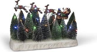 Konstsmide LED Szenerie Weihnachtsschlitten über Wald, mit 6h Timer, 32 bunte Dioden, batteriebetrieben, Innen, 2,05W, schwarzes Kabel, 3 x AA 1.5V (exkl.) - 417