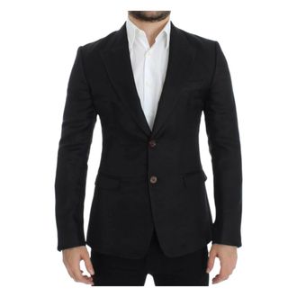 Dolce & Gabbana Eleganter schwarzer Seidenmischungs-Blazer - - Jackets - Herren - Schwarzk - M