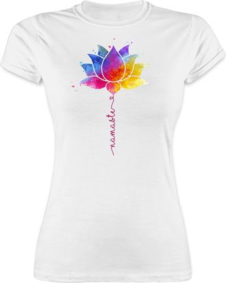 Shirtracer Shirt Damen - Namaste Lotusbl&uuml;te I Meditation I Yoga I Mandala Spirit - XXL - Wei&szlig; - Geschenke Wellness f&uuml;r Frauen Yoga-Shirts Joga Lotus Tshirt t Shi