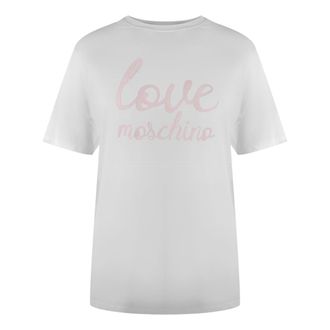 Moschino T-shirt Mit Auff&auml;lligem Pinkfarbenem Logo