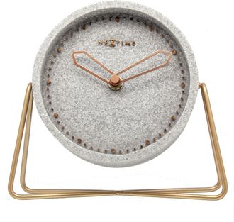 NeXtime Tischuhr CROSS TABLE, lautlos, rund, Stein / Metall, 17,5 x 15,5 cm