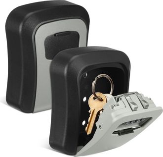 Lurrose 2 Sätze Wandmontierter Schlüssel Safe mit Zahlencode Kleine Robuste Schlüsselsafe Box aus Halbmetallischem Material Sichere Kombination für Außen Inne