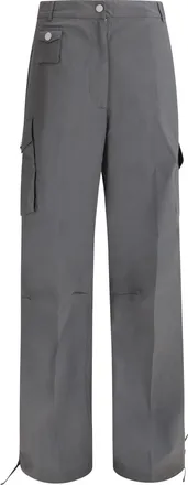 Ganni Stretch Cotton Cargo Pants - Gray
