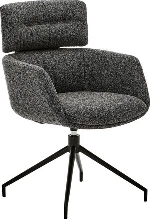 Dieter Knoll Collection Armlehnstuhl, Schwarz, Dunkelgrau, Metall, Textil, Drehkreuz, 62x92x66 cm, Lederauswahl, Stoffauswahl, Sitzfläche 360° drehbar, Esszimmer, Stühle, Ess