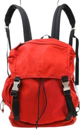 Prada unisex, Pre-owned, Rouge, Taille: ONE Size Pre-owned Double buckle backpack