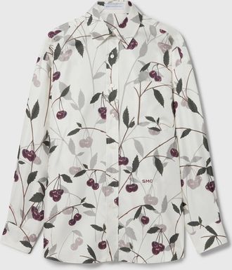 Stella McCartney Cherry Print Oversized Shirt, Woman, Cream, Size: 42