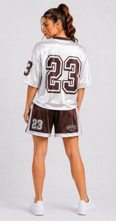 Worldclassca T-Shirt & Shorts Worldclassca 2tlg Oversize SET Shirt + Shorts Jogginganzug Print 23 Neue Kollektion - Stilvolle und gem&uuml;tliche Streetwear Mode f&uuml;r Da