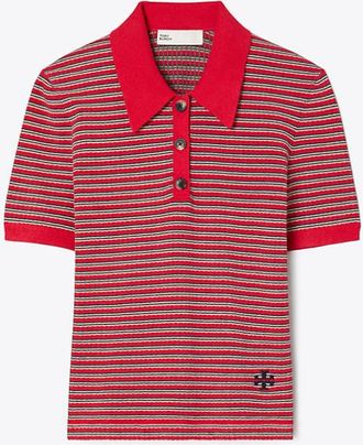 Tory Burch Damen Gestreiftes Poloshirt aus Viskose