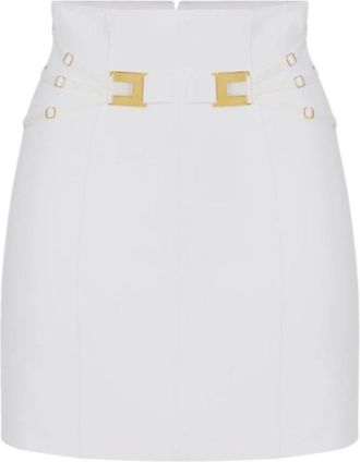 Elisabetta Franchi Femme, Jupes, Blanc, Taille: 36 FR Logo-detail Mini Skirt
