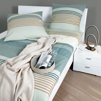 Janine Design Feinbiber Bettw&auml;sche Davos 65110 steinblau 1 Bettbezug 135 x 200 cm + 1 Kissenbezug 80 x 80 cm