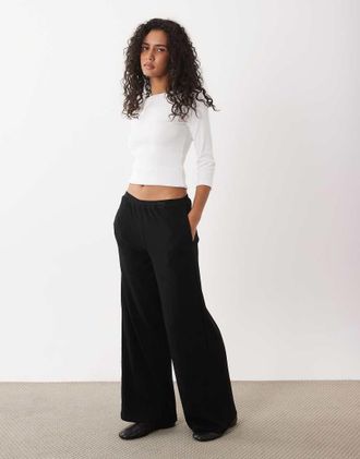 4th & Reckless gerippte Wide-Leg-Hose als Kombiteil in Schwarz