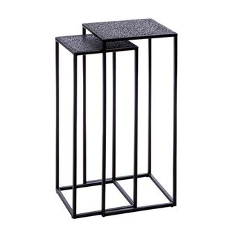 Gilde 2er Set Beistelltisch Grenada - quadratisch - Metall - pulverbeschichtet - schwarz - H&ouml;he 80cm x Breite 35cm