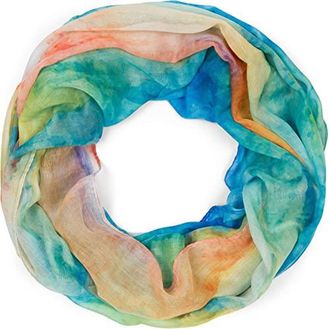 styleBREAKER &Eacute;charpe en boucle pour femme avec motif d&eacute;grad&eacute; daquarelle color&eacute;, &eacute;charpe tubulaire l&eacute;g&egrave;re d&eacute;t&eacute; multicolore 01016220, Bleu/vert/orange, taille unique