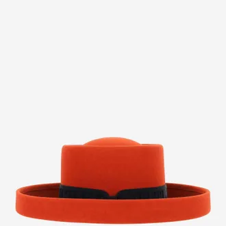 Maison Michel Womens Hat Sonjador Orange Rabbit Felt