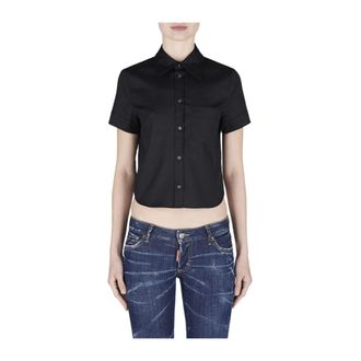 Dsquared2 Schwarzes Baumwollhemd - - Blouses & Shirts - Damen - Schwarzk - XS
