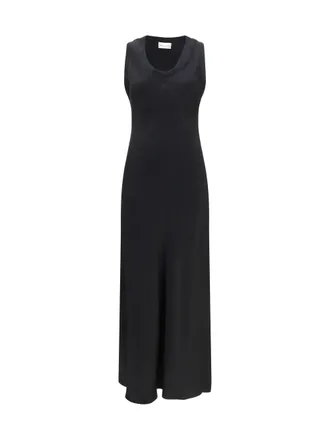 Ami Womens Dress Fluid Satin Black Viscose