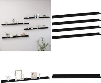 vidaXL Vidaxl - Wandregale 4 Stk. Schwarz 115x9x3 cm - Wandregal - Schwarzes Wandregal - Regal Schwarz - M&ouml;bel F&uuml;r Die Wand - Modernes Wandregal - Home &