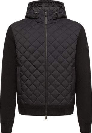 Moncler Moncler Cardigan En Laine Et Cachemire M&eacute;lang&eacute;s, Homme, Noir, Taille: 3xl