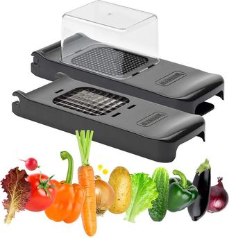 Alligator 3008 - Multifunktions-Zerkleinerer 2-in-1 - Gemüseschneider - Pommesschneider - 2 austauschbare Klingen - 6 x 6 mm und 12 x 12 mm - BPA-frei - Schwarz